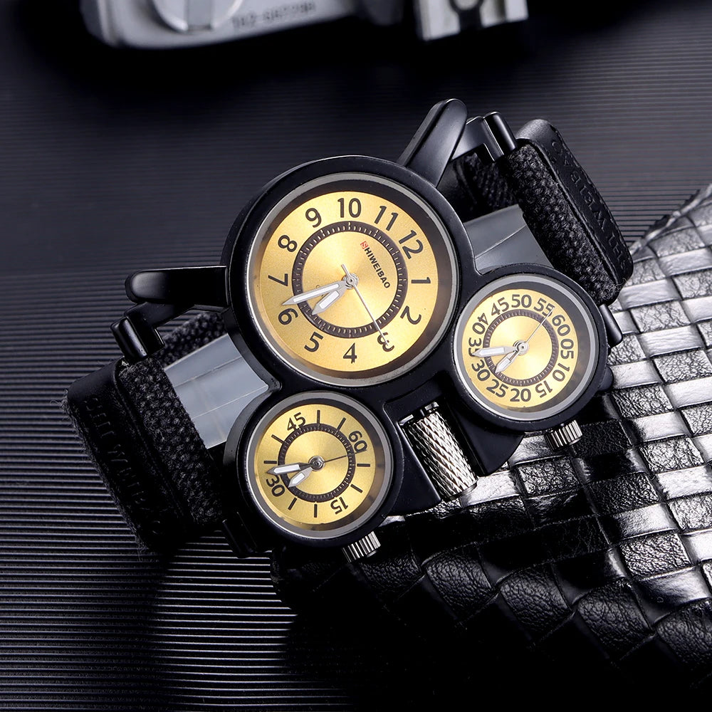 Multiple Time Zone Watches Men Brand Quartz Military Wristwatch | Hiron ...